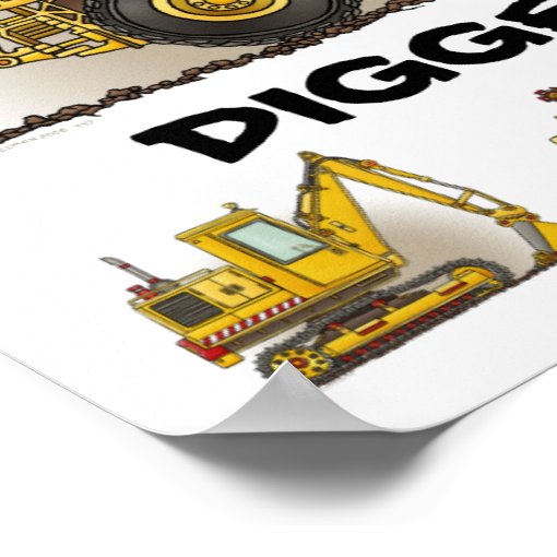Diggers Backhoe Dozers Construction Poster Print | Zazzle