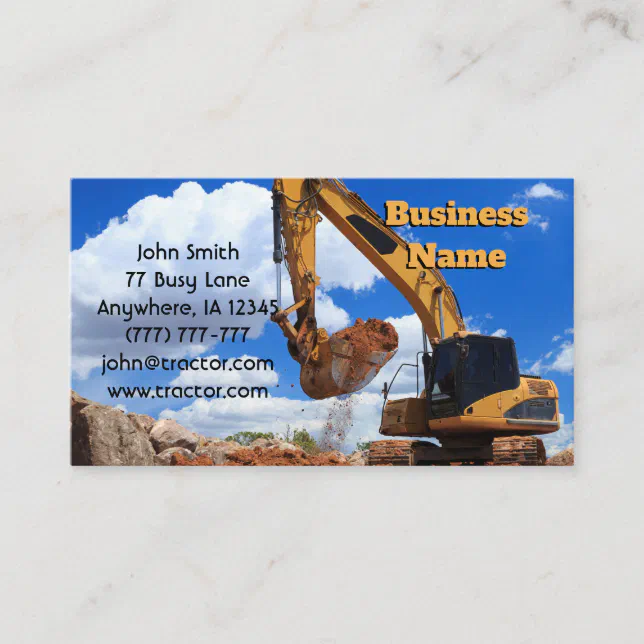 Digging Excavator Business Card | Zazzle