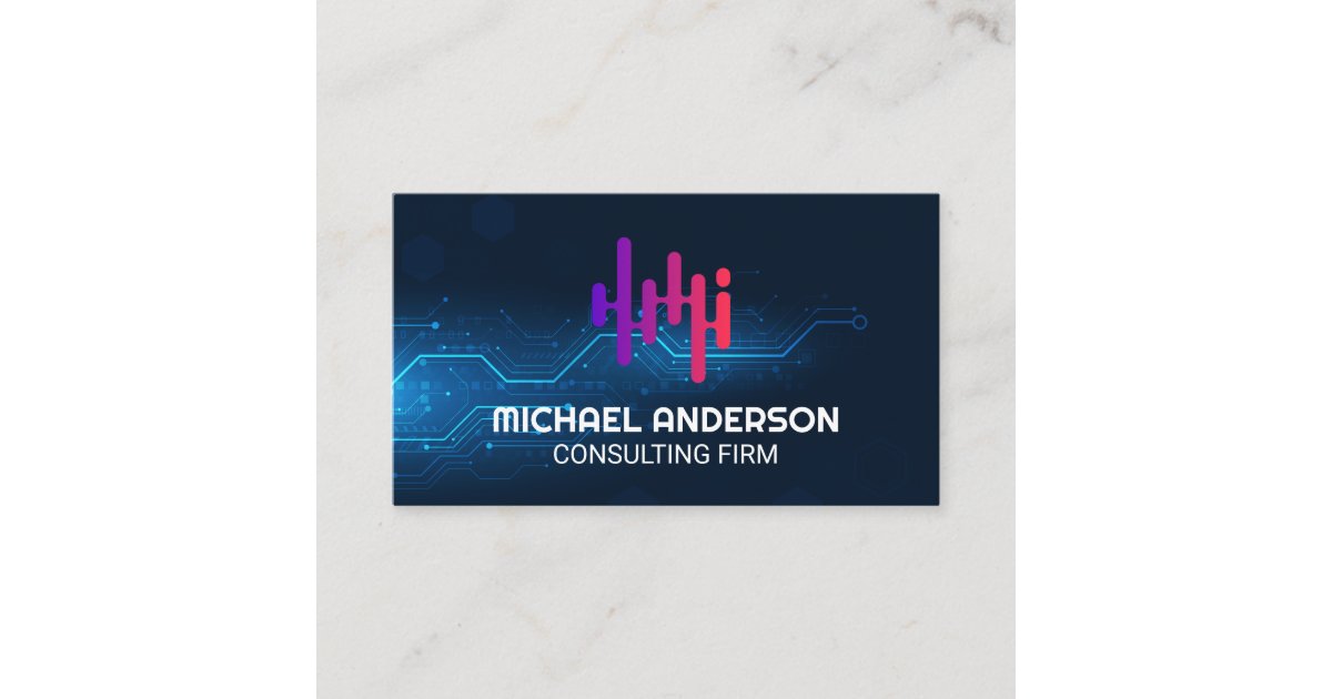 Digi Background Modern Logo Business Card | Zazzle