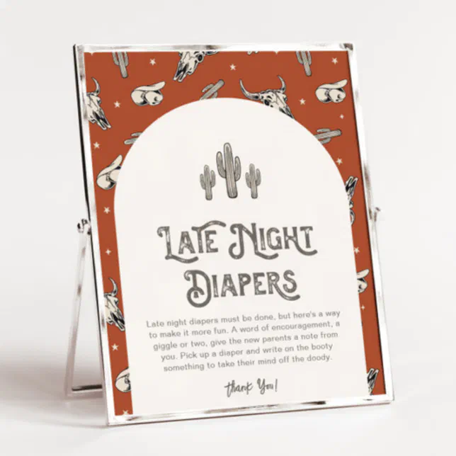Digital 8x10 Western Late Night Diapers Sign | Zazzle