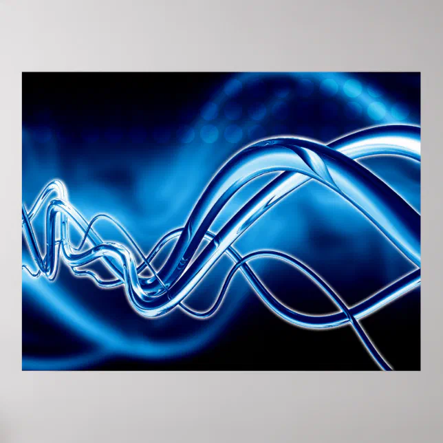 Digital Art - Blue Sine Waves Poster | Zazzle