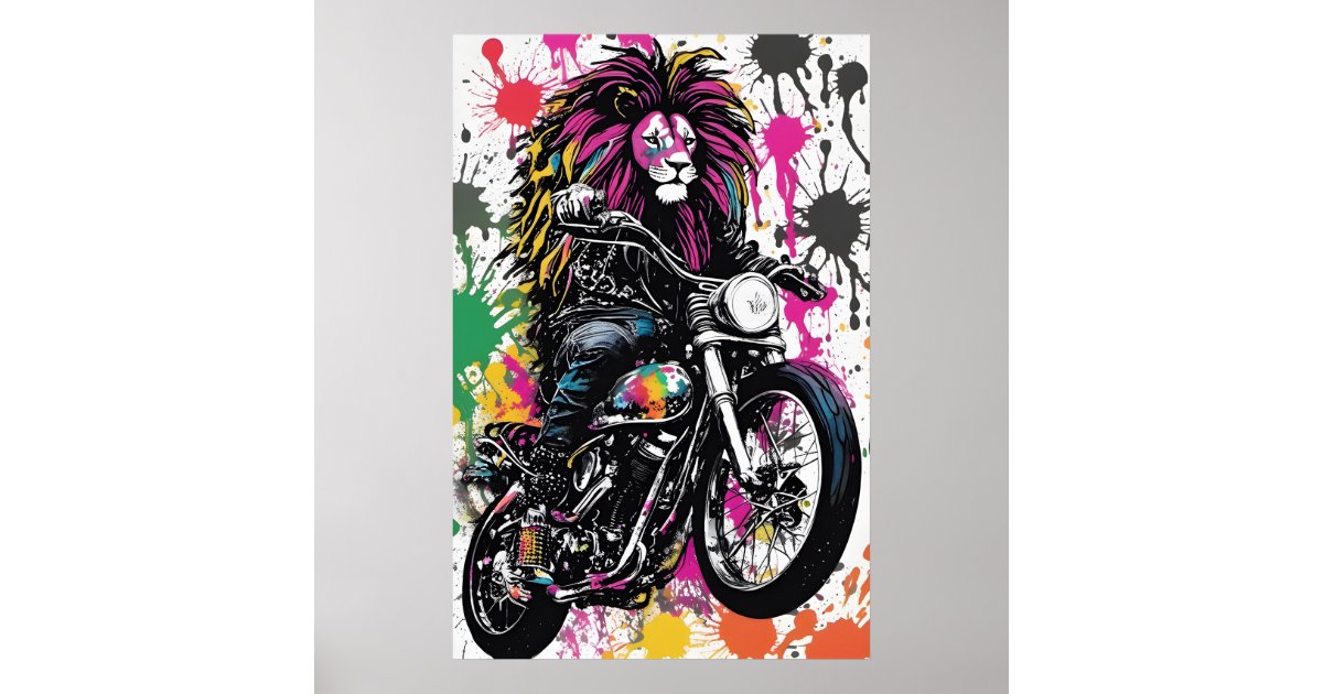 Digital Art for Sale, Goth Lion Bikers Digital Art Poster | Zazzle