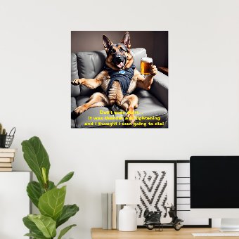 Digital Art Portrait, German Shepard Meme Funny Poster | Zazzle