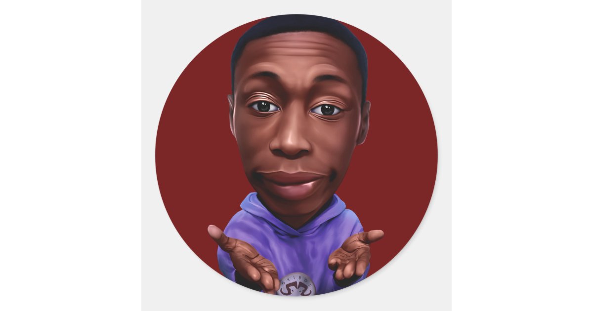 Digital caricature of Khabane "Khaby" Lame. Classic Round Sticker | Zazzle
