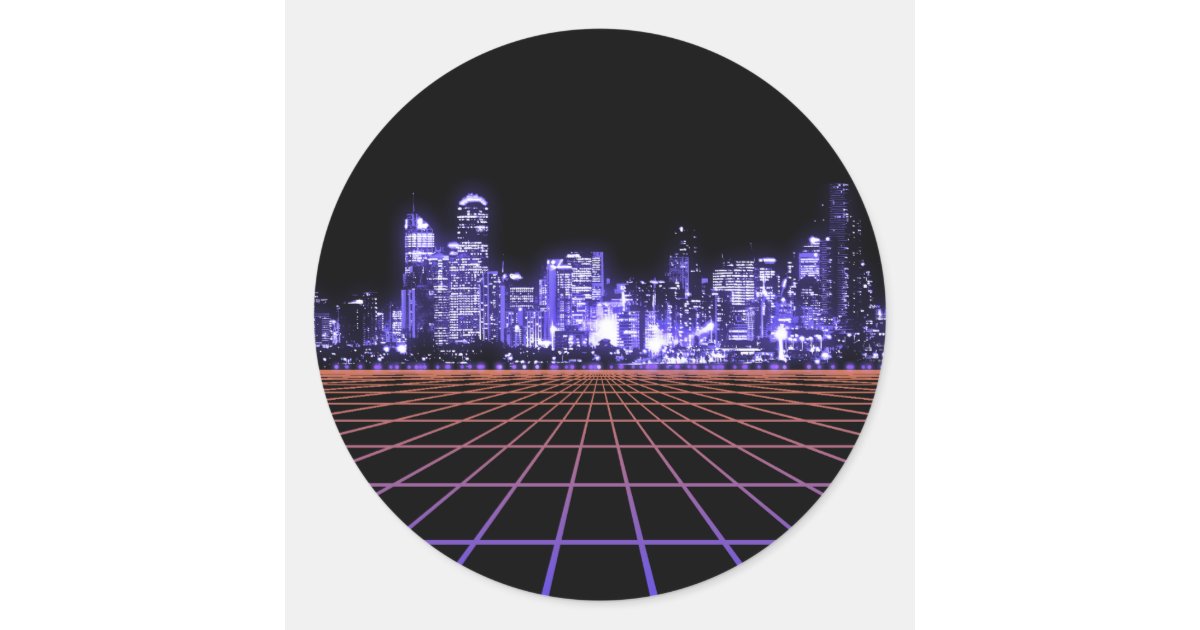 Digital City Grid Classic Round Sticker | Zazzle