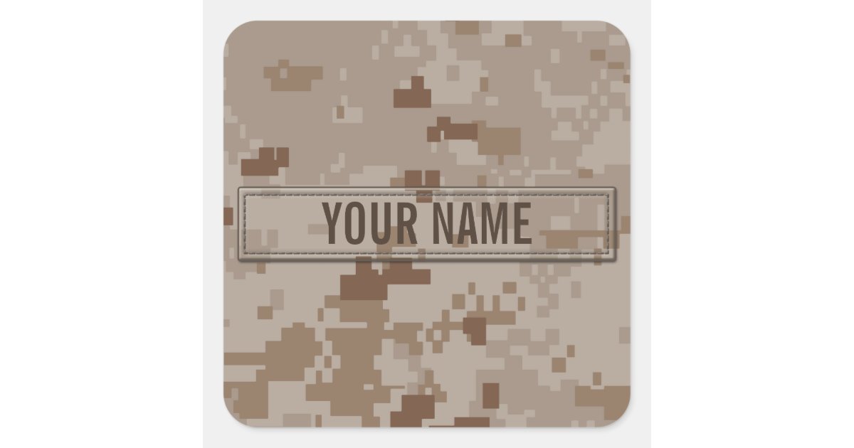Digital Desert Camouflage Customizable Square Sticker | Zazzle