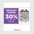 Digital Discount Coupon With QR Code And Logo Sticker | Zazzle