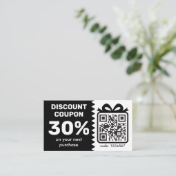 Digital Discount Coupon With QR Code Logo Black | Zazzle