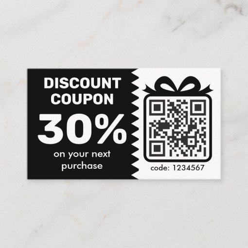 Digital Discount Coupon With QR Code Logo Black | Zazzle