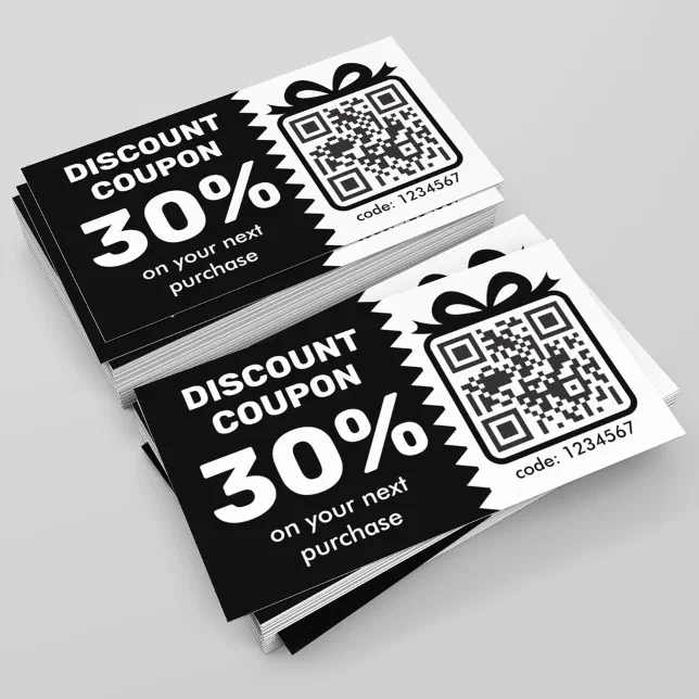 Digital Discount Coupon With QR Code Logo Black | Zazzle