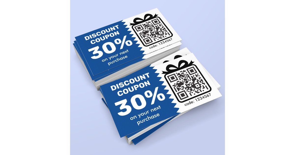 Digital Discount Coupon With QR Code Logo Blue | Zazzle