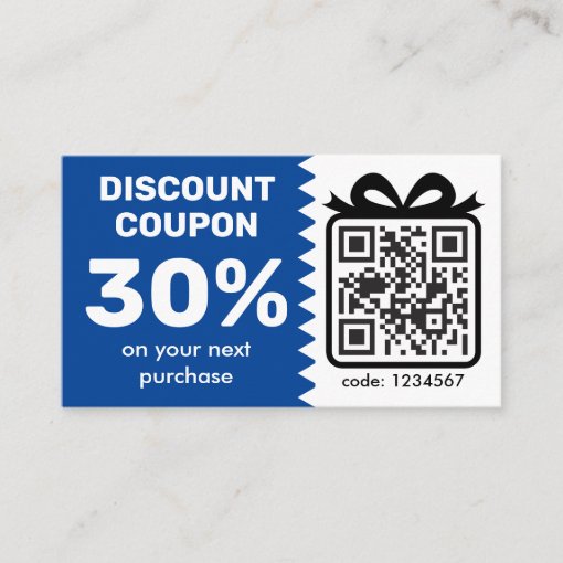 Digital Discount Coupon With QR Code Logo Blue | Zazzle
