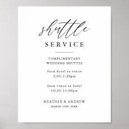 Digital Elegant Wedding Shuttle Service Sign | Zazzle