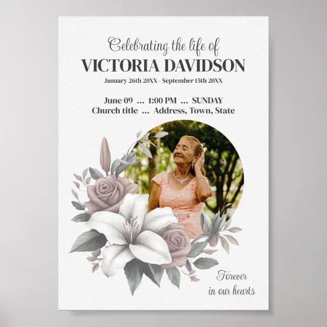 Digital Funeral Announcement Instant Download Post Poster | Zazzle
