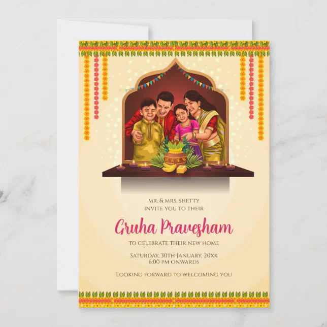 Digital Gruhapravesam invite Indian Housewarming | Zazzle