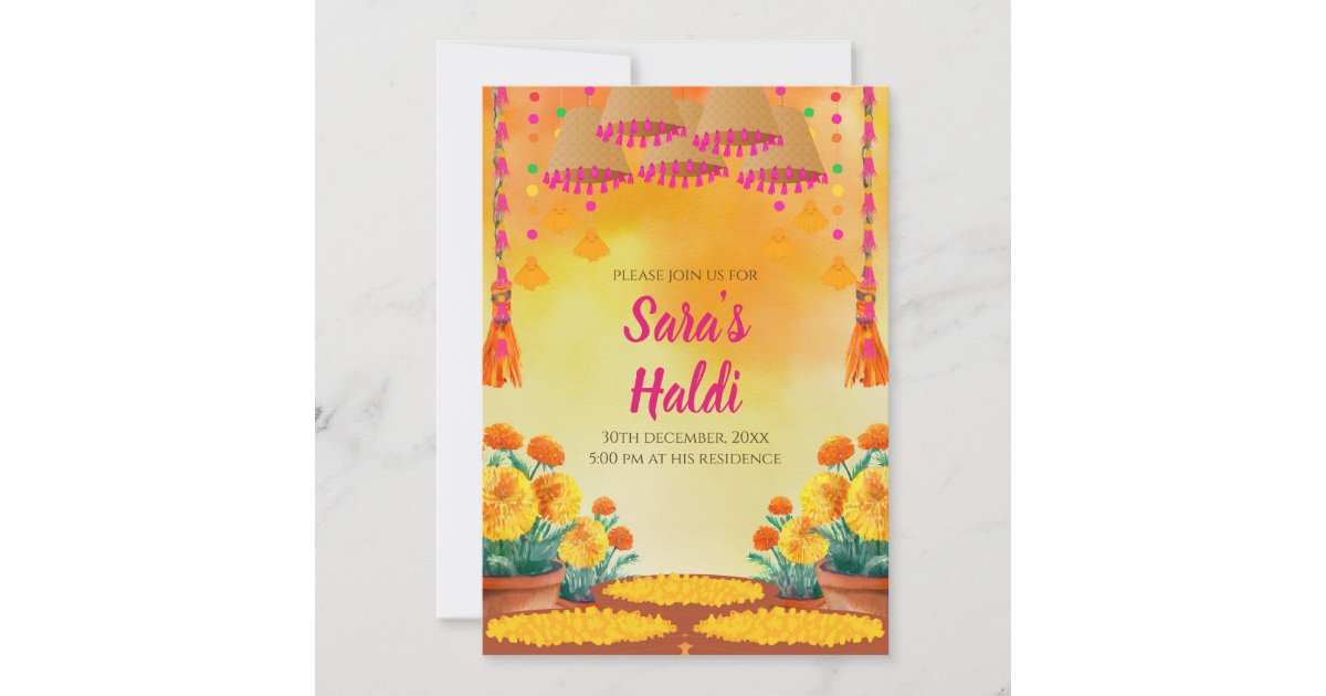 Digital Haldi invitations & Digital Mayoun invite | Zazzle