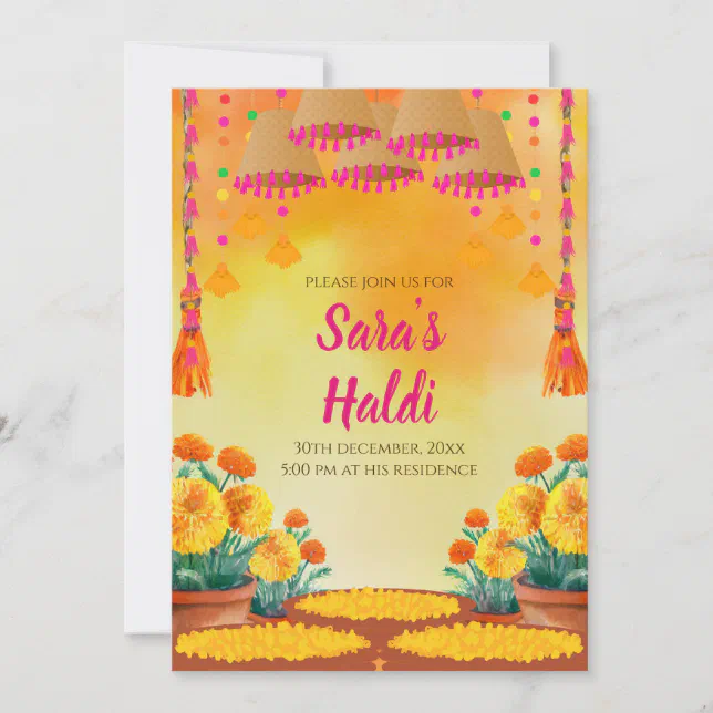 Digital Haldi invitations & Digital Mayoun invite | Zazzle