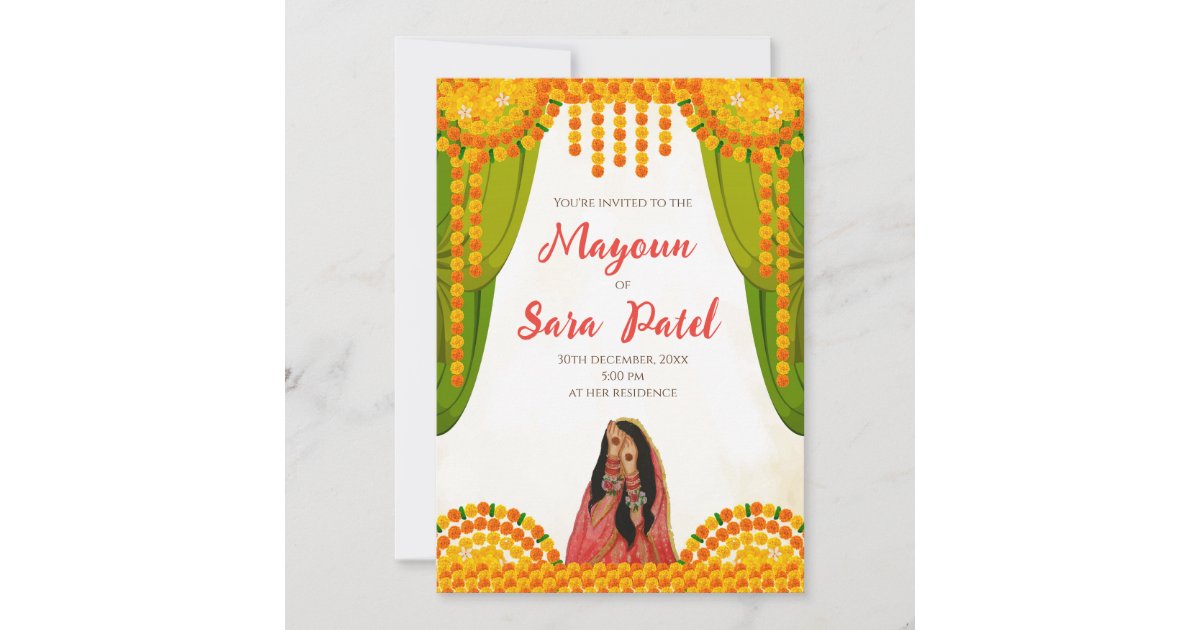 Digital Mayoun invitation & Digital Haldi invites | Zazzle