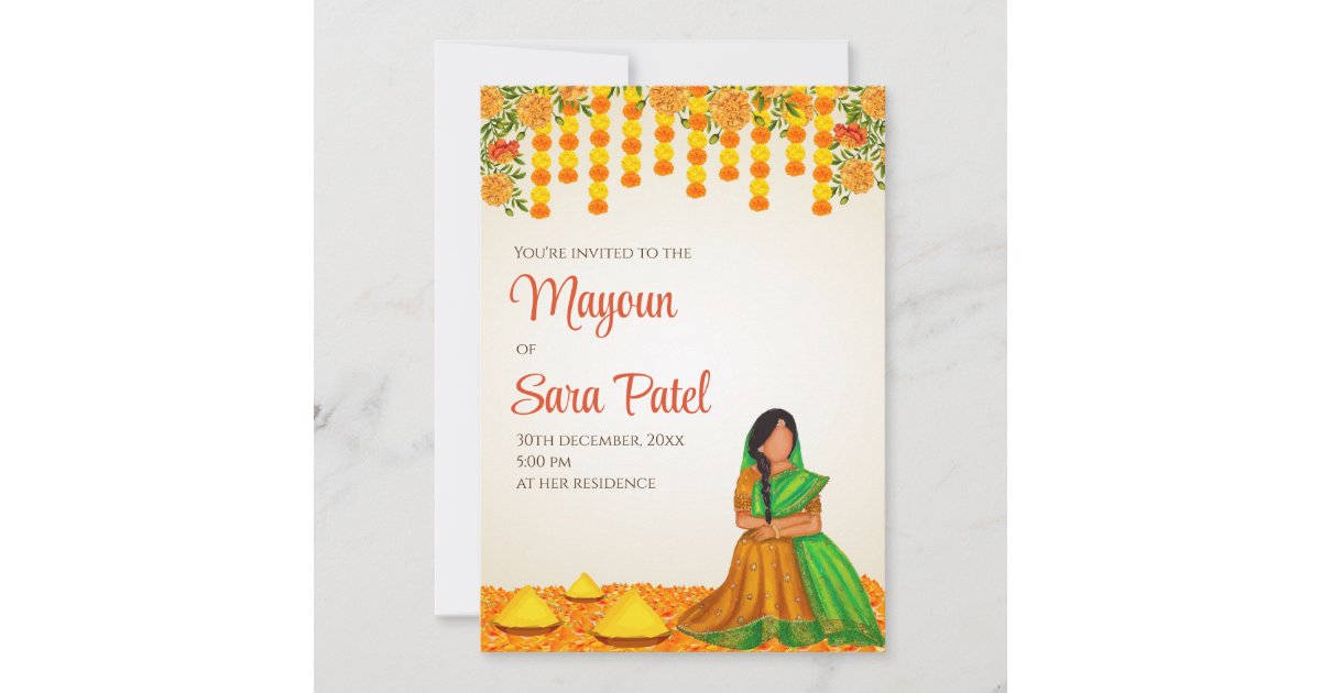 Digital Mayoun invitations & Haldi invite | Zazzle