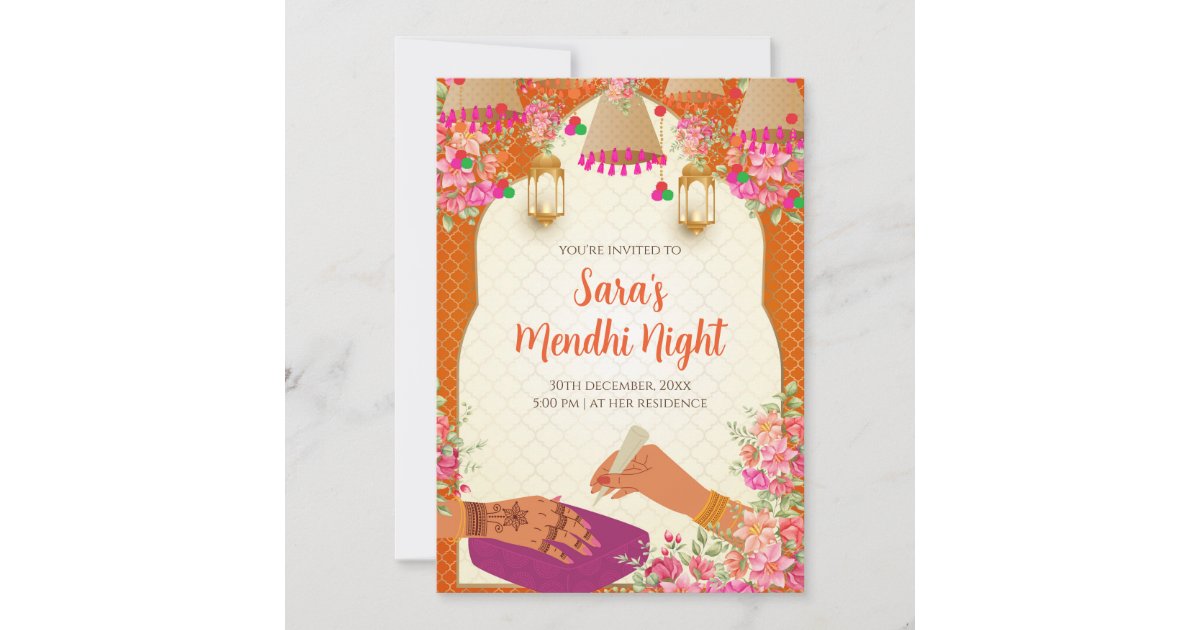 Digital Mehndi invite & Mehendi invitations | Zazzle