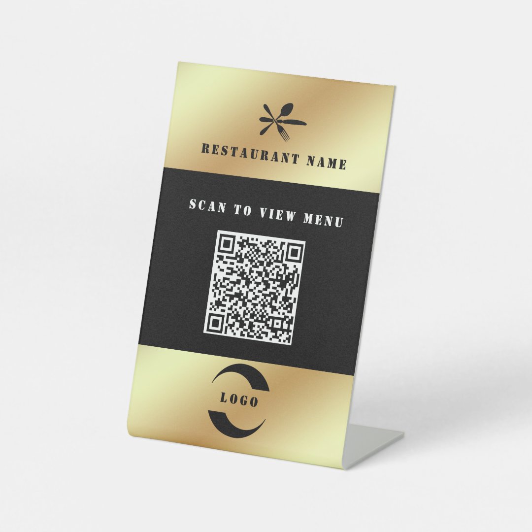 Digital Menu QR Code Pedestal Sign | Zazzle