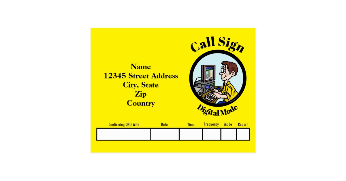 Digital Mode Ham Radio QSL Card | Zazzle.com