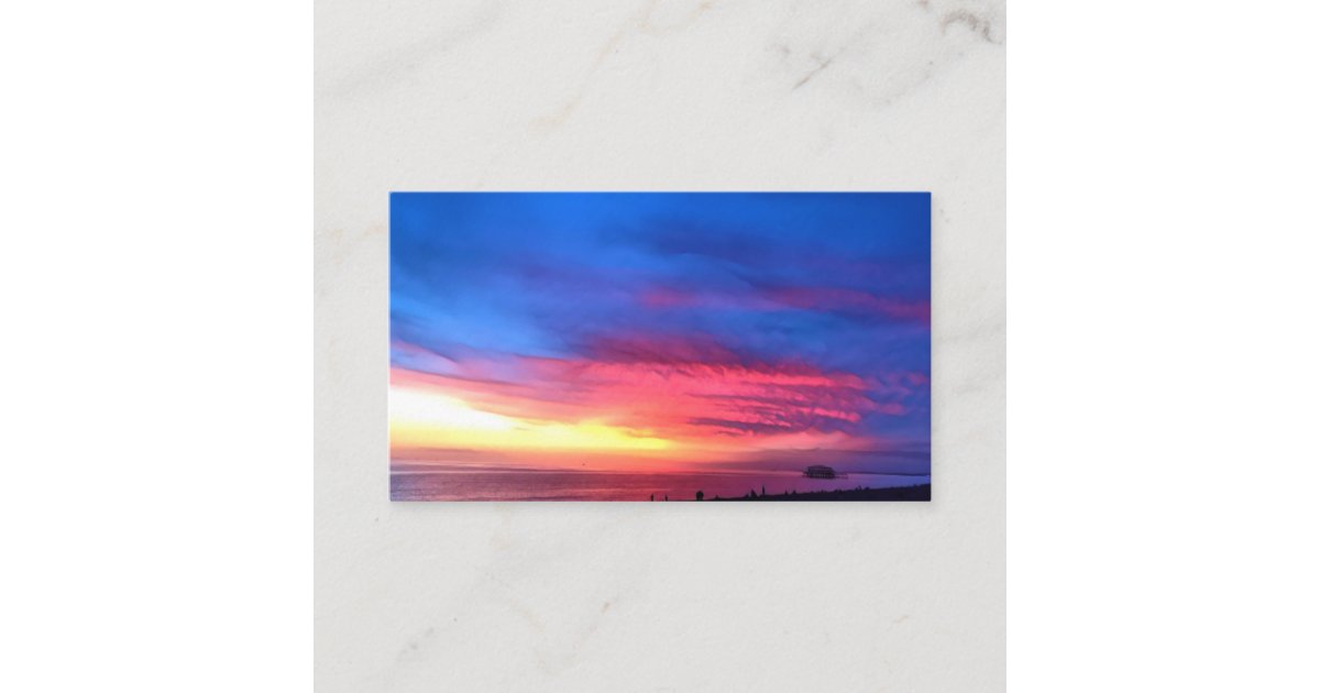 Digital Painting - Beautiful Sunset with West Pier Calling Card | Zazzle