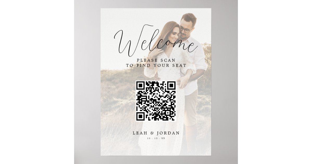 Digital Photo Wedding QR Code Seating Chart | Zazzle