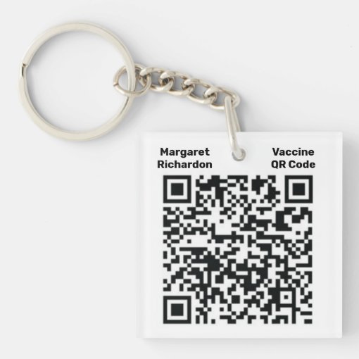 Digital QR Code Photo ID Keychain | Zazzle