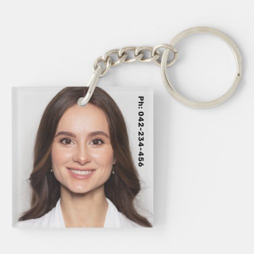 Digital QR Code Photo ID Keychain | Zazzle