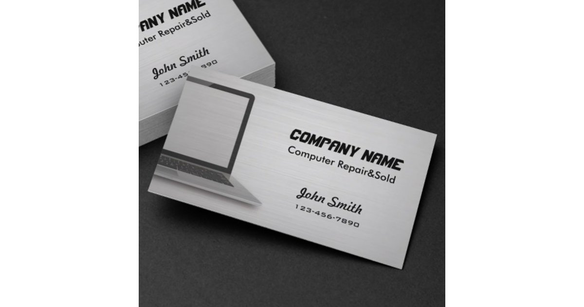 Digital Silver Computer Repair sold business cards | Zazzle