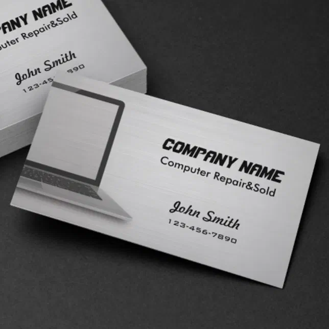Digital Silver Computer Repair sold business cards | Zazzle