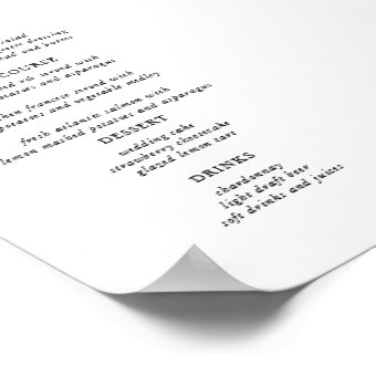 Digital Simple Calligraphy Rustic Wedding Menus Poster | Zazzle