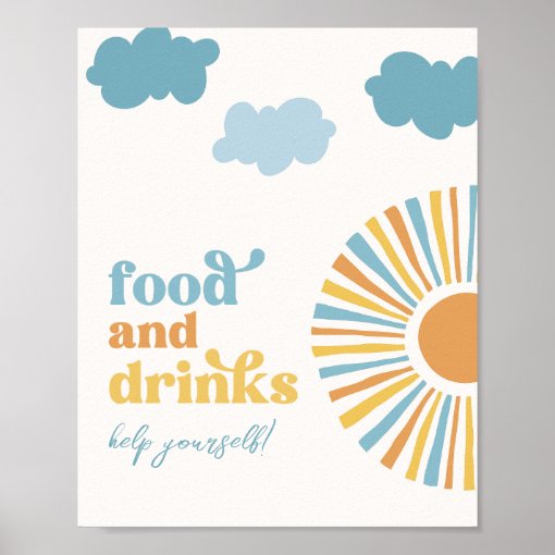 Digital Sun Party Food and Drinks Sign | Zazzle