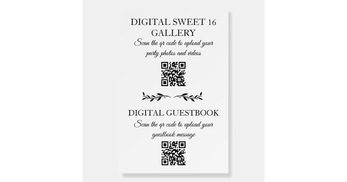 digital sweet 16 album&digital guestbook qr code foam board | Zazzle