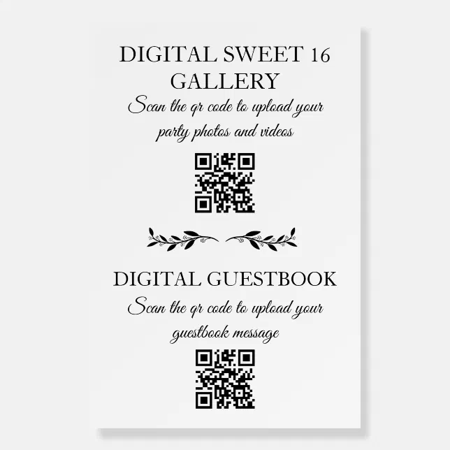 digital sweet 16 album&digital guestbook qr code foam board | Zazzle