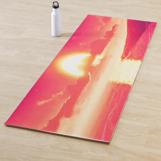 Digital Synthwave Sunset Sea Reflection Yoga Mat | Zazzle