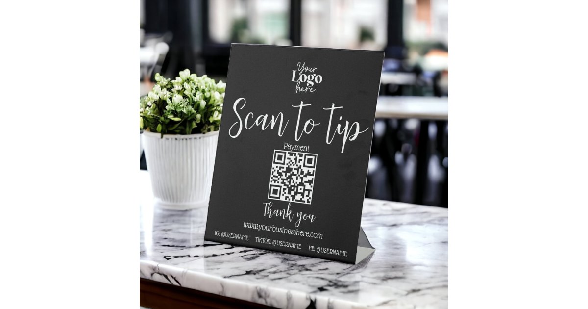 Digital tio jar, scan to pay business QR code Pedestal Sign | Zazzle