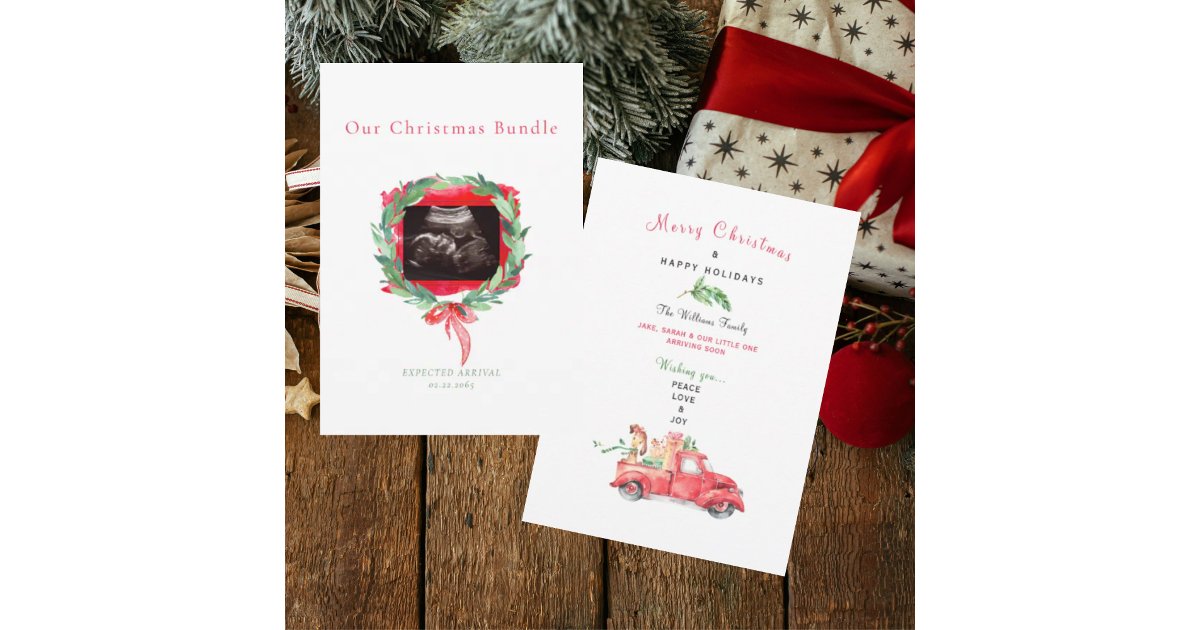 Digital Ultrasound Christmas Boy Bundle Holiday Card | Zazzle