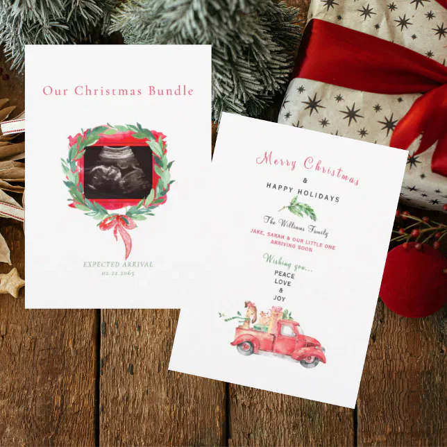 Digital Ultrasound Christmas Boy Bundle Holiday Card | Zazzle