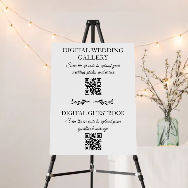 digital wedding album&guestbook qr code modern foam board | Zazzle