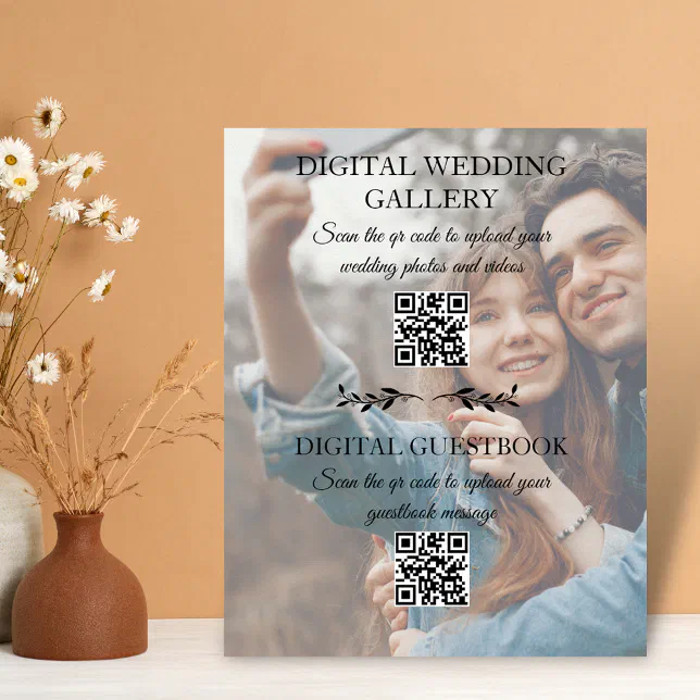 digital wedding album&guestbook qr code photo poster | Zazzle