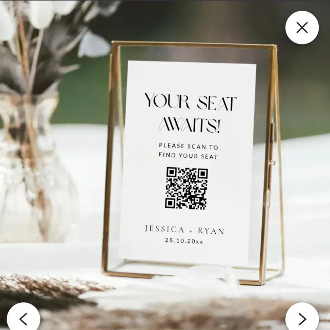 Digital Wedding Seating Chart with QR Code Sign | Zazzle