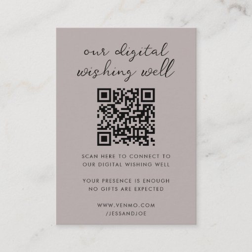 Digital Wishing Well QR Code Wedding Registry Enclosure Card | Zazzle