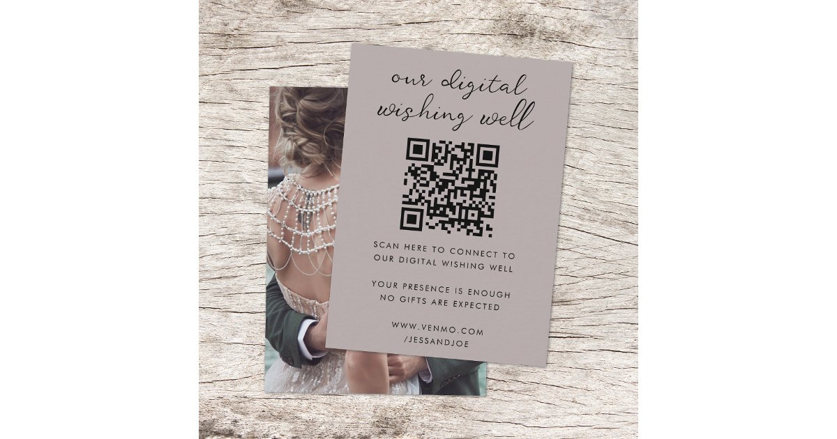 Digital Wishing Well QR Code Wedding Registry Enclosure Card | Zazzle
