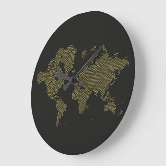 Digital World Map Large Clock | Zazzle