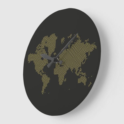 Digital World Map Large Clock | Zazzle