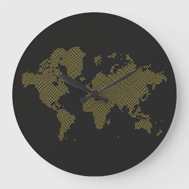 Digital World Map Large Clock | Zazzle