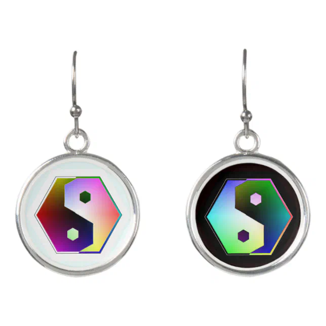 Digital Yin Yang Earrings | Zazzle