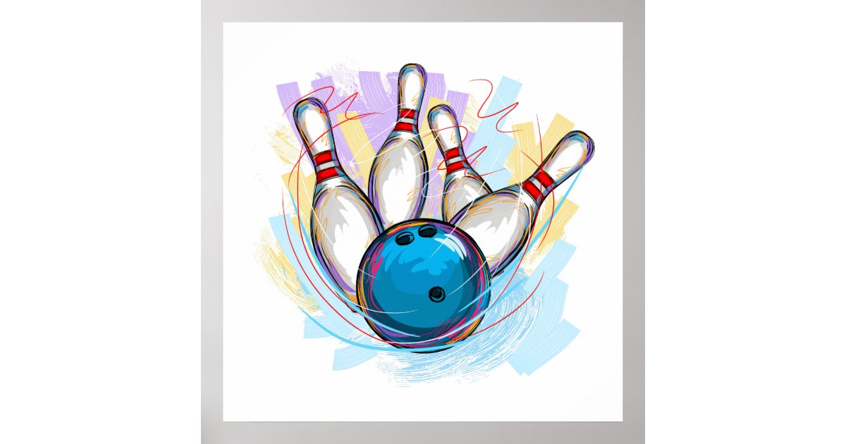 Digitally painted Bowling Design Poster | Zazzle
